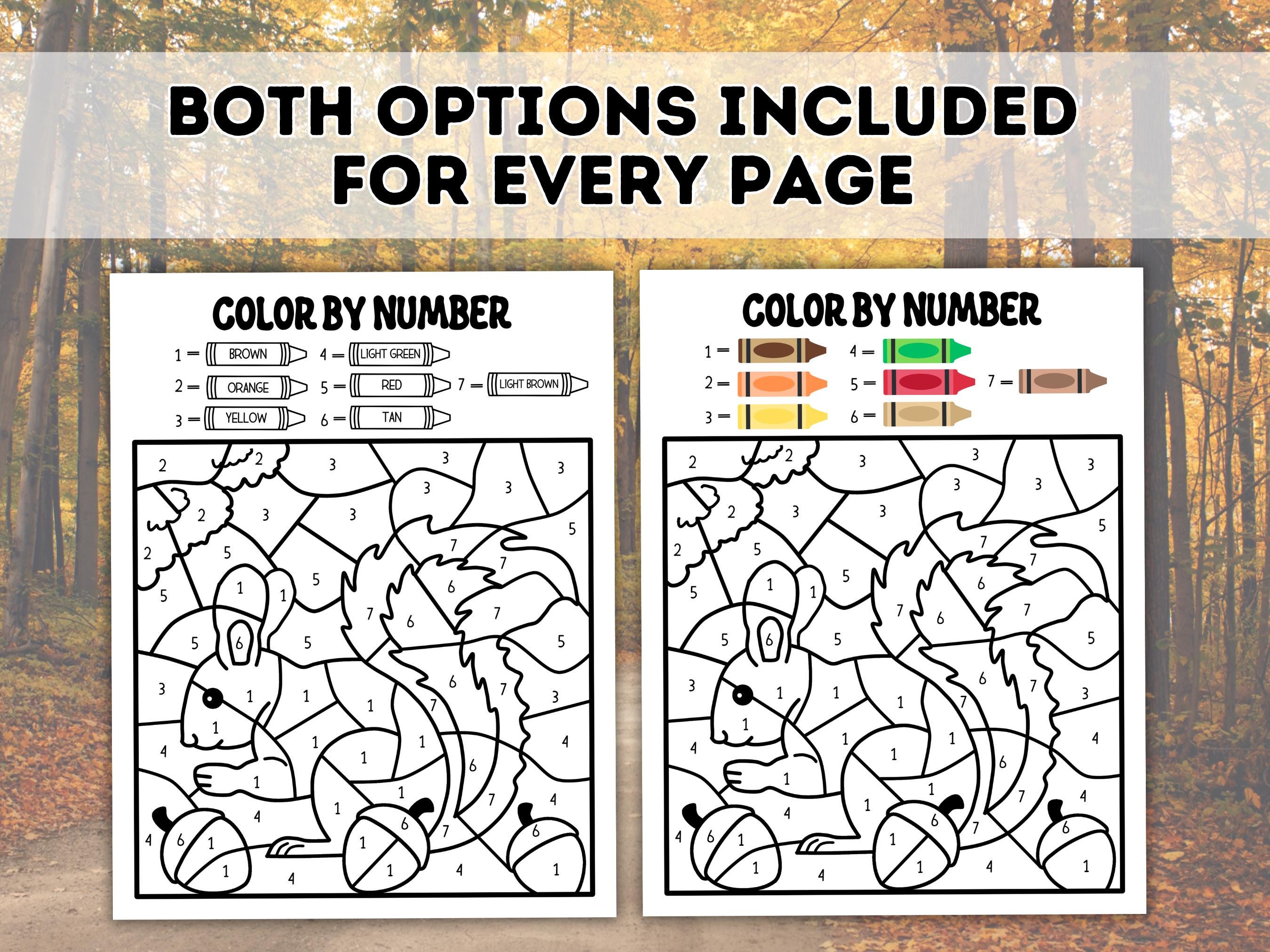 Fall Color by Number, Autumn Coloring Pages, Fall Craft for Kids ...