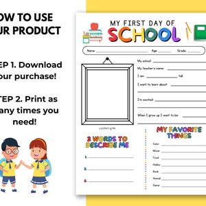 First Day of School Questionnaire, Back to School Interview Keepsake ...