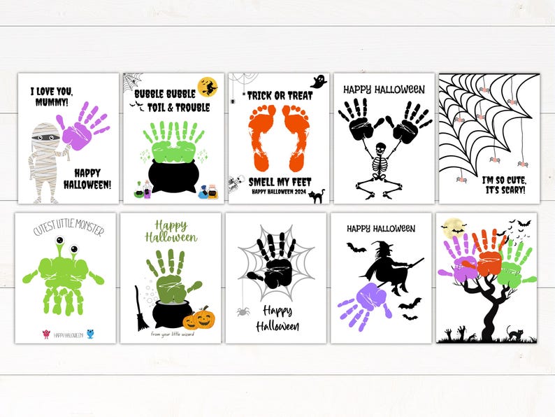 Halloween Handprint Art Bundle, Halloween Activity, Handprint Craft ...