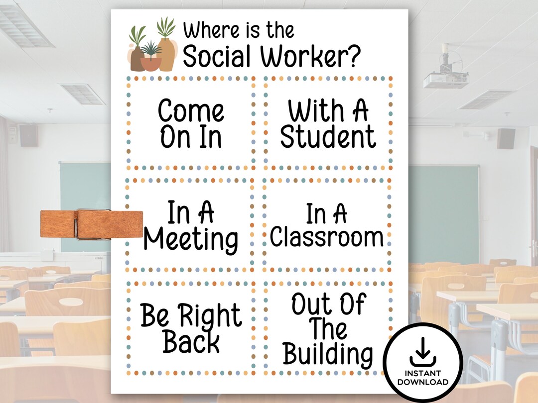 Printable Social Worker Door Sign, Where is the Social Worker Sign ...