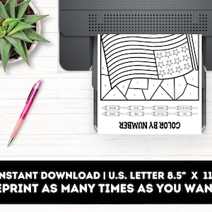 Memorial Day Color-by-number Coloring Page for Kids, Independence Day ...