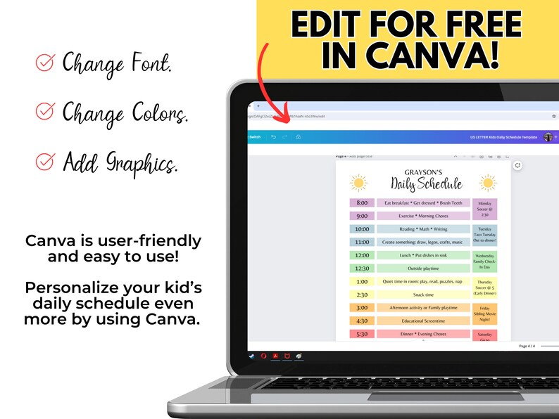 Kids Daily Schedule Template Printable, Homeschool Mom Daily Routine ...