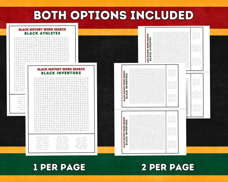 Black History Games Word Search Puzzle Bundle, Black History Trivia ...