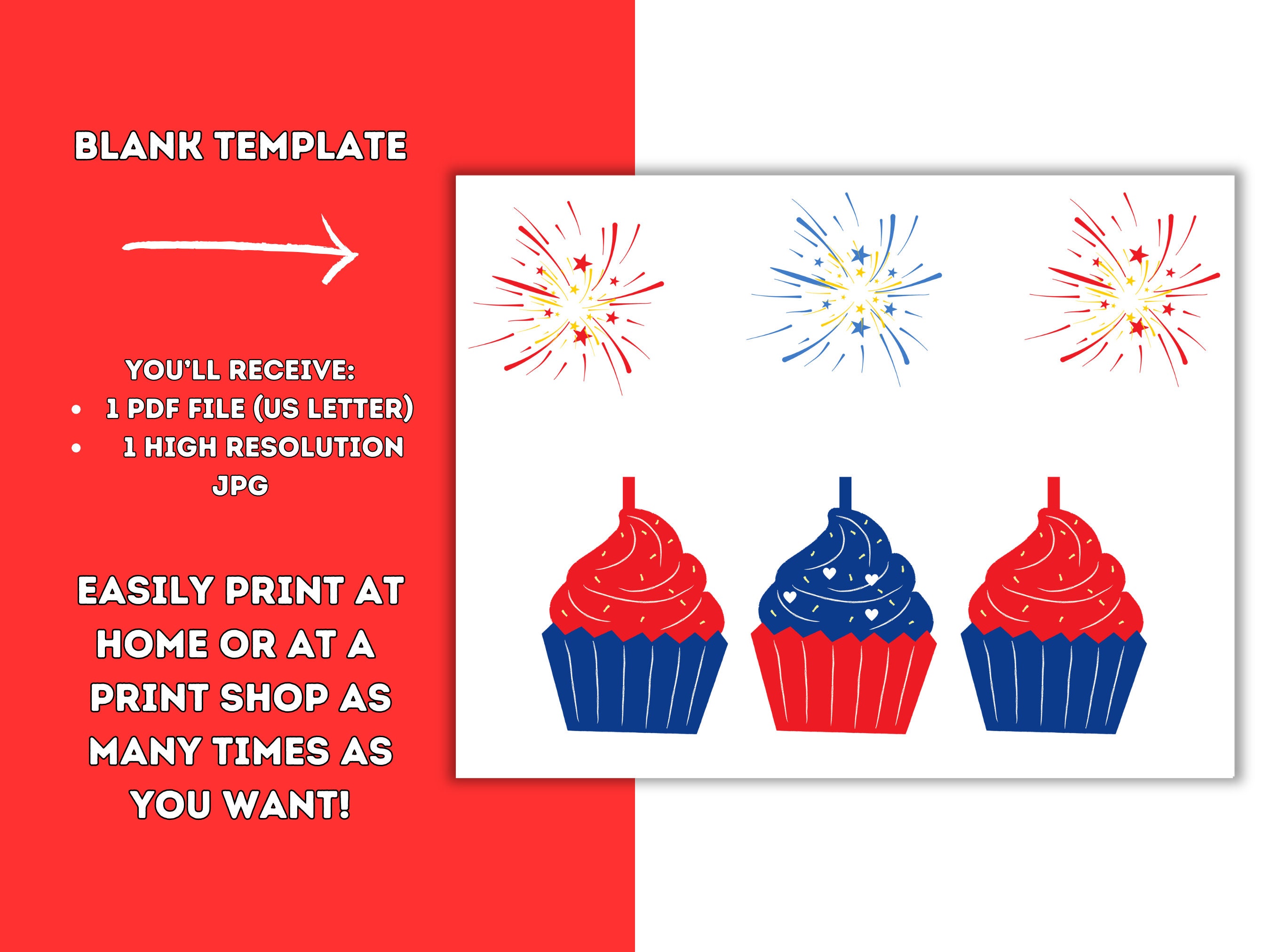 4th of July Handprint Art Craft, Cupcake Handprint Art for Toddler ...