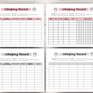 Dog Whelping Record Editable PDF, Breeder Records, Dog Breeder Forms ...