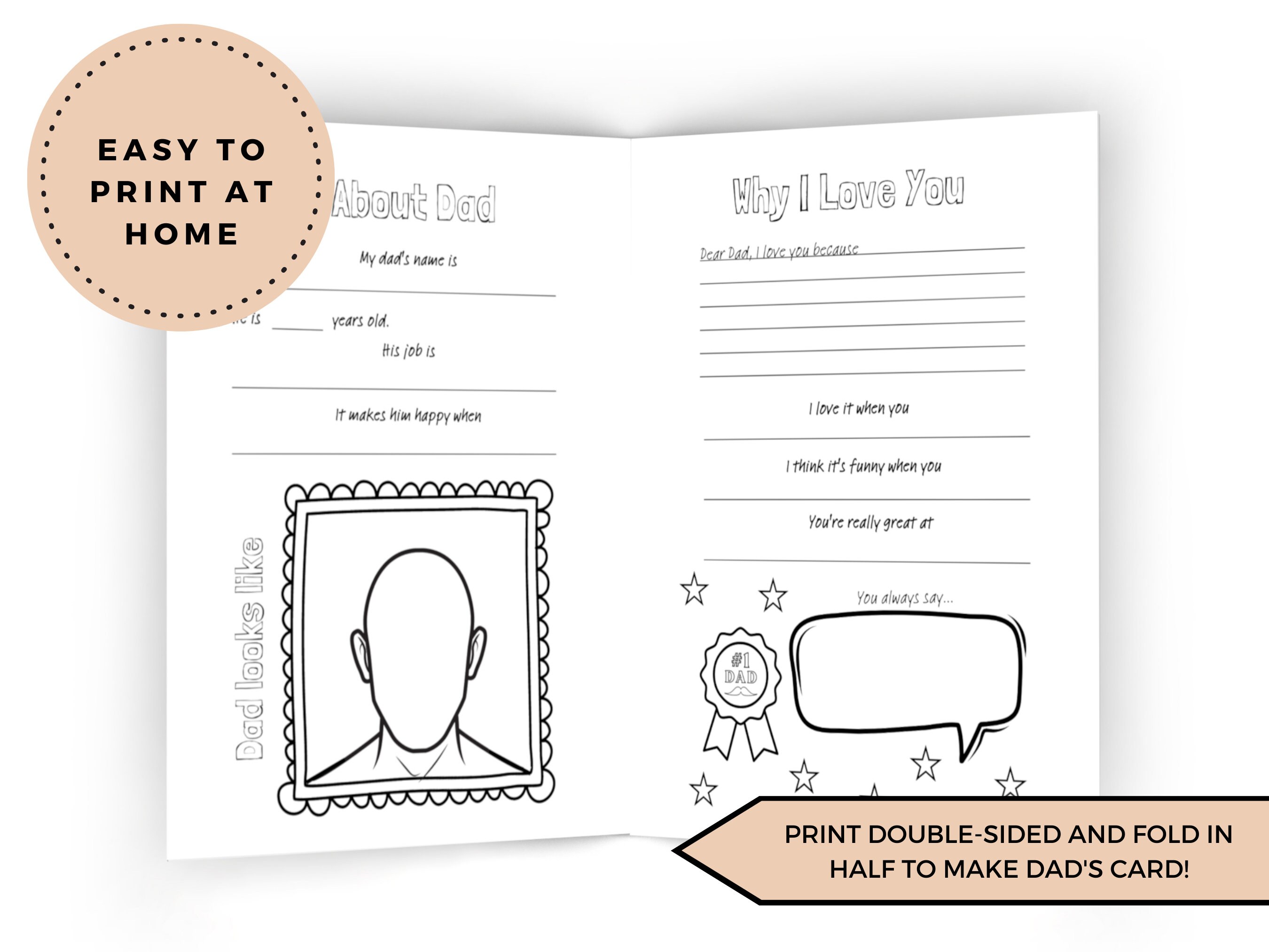 All About Dad Printable Card for Father's Day, Father's Day Activity ...
