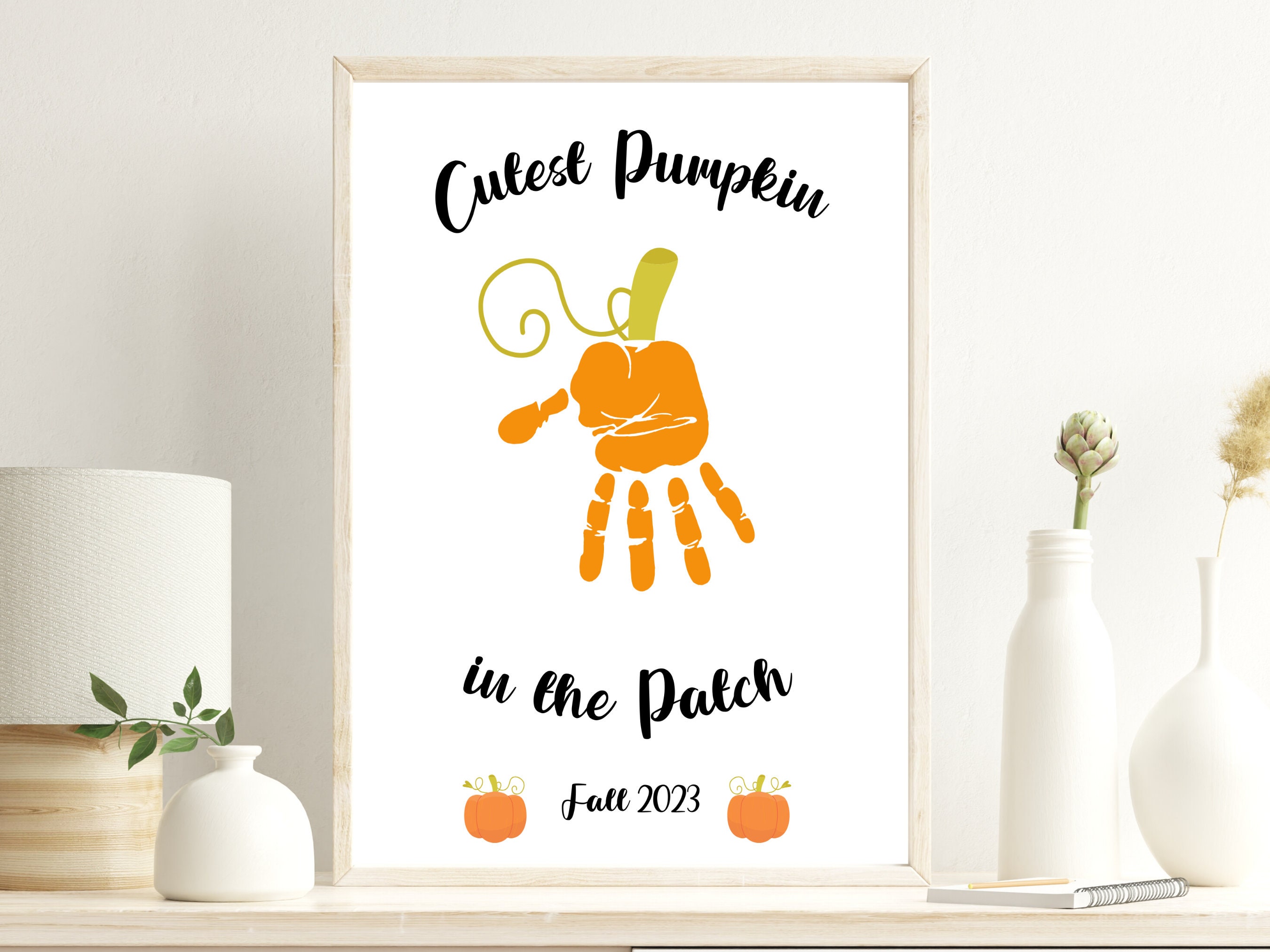 Pumpkin Patch Handprint Art, Fall Craft, Daycare Kindergarten Activity ...