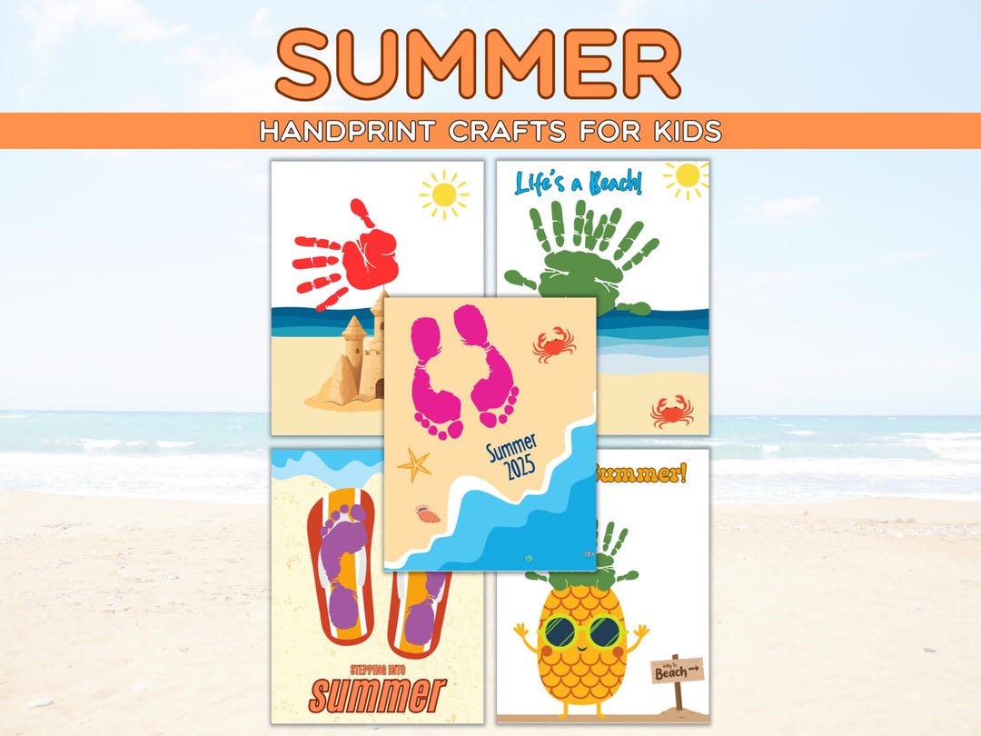 Beach Handprint Craft for Kids, Printable Summer Art for Kids, Summer ...