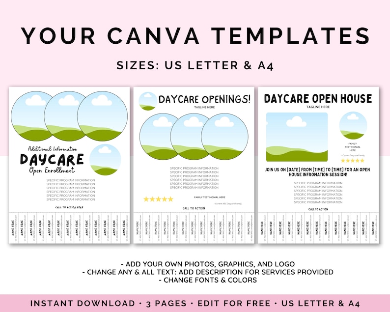 Editable Daycare Marketing Flyer, Childcare Advertising Poster, Summer ...