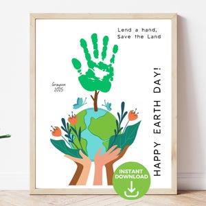 Earth Day Handprint Art, Printable Earth Day Craft, Earth Day ...
