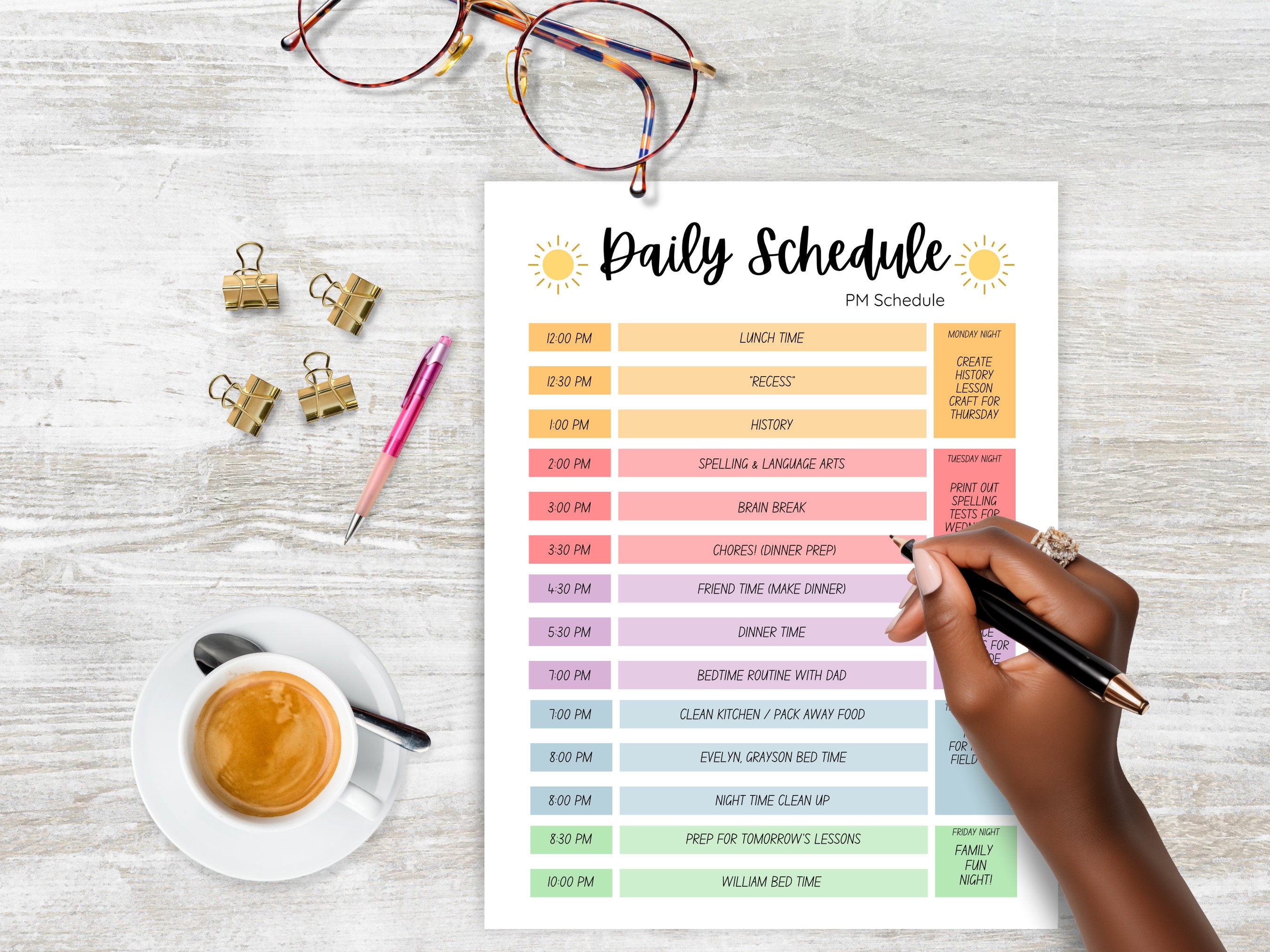 Kids Daily Schedule Template Printable, Homeschool Mom Daily Routine ...