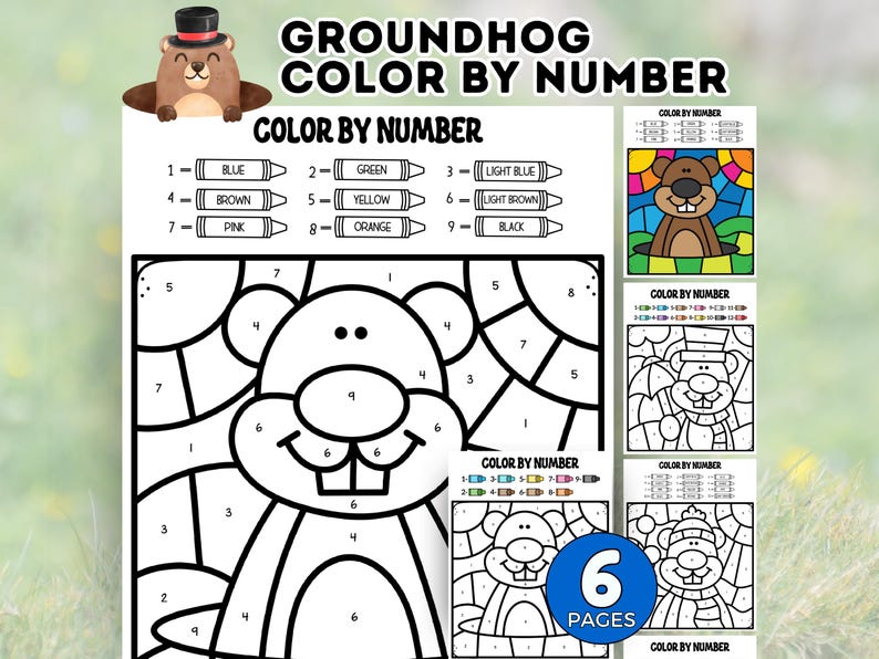 Groundhog Color by Number, Groundhog Coloring Pages for Kids, Groundhog ...