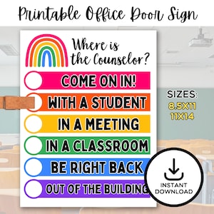 Printable School Counselor Door Sign, Where is the Guidance Counselor ...