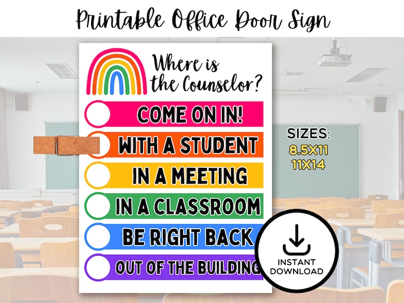 Printable School Counselor Door Sign, Where is the Guidance Counselor ...