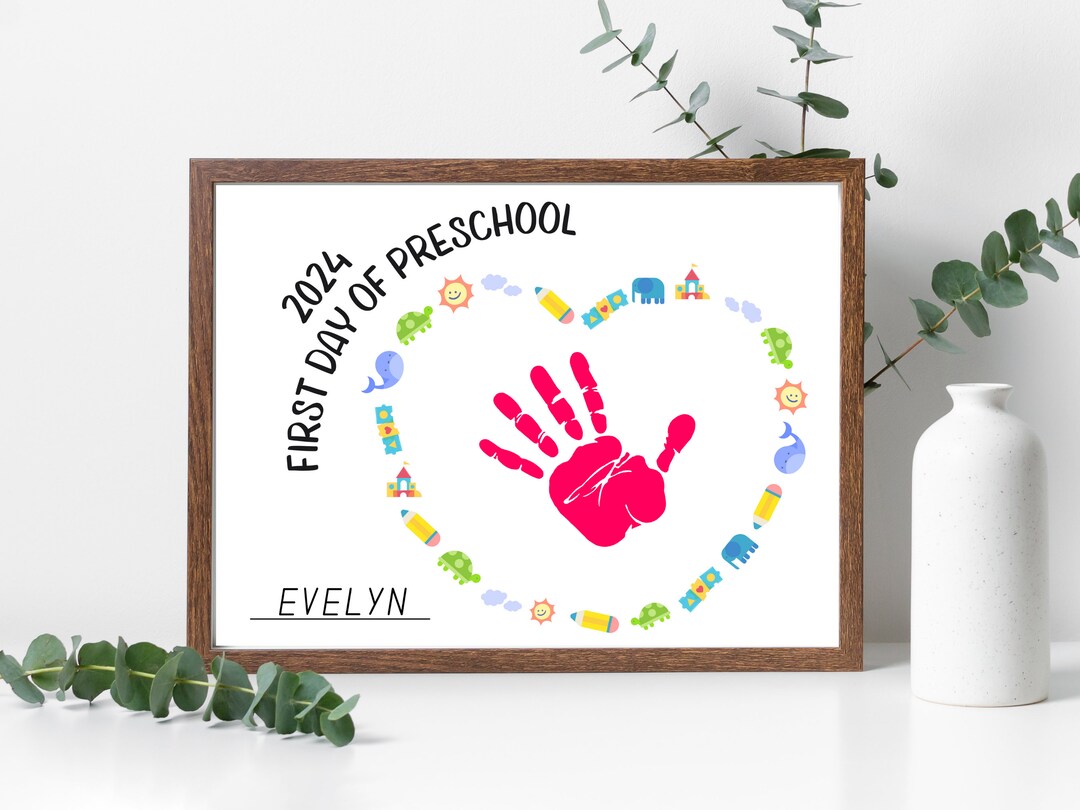 First Day of Preschool Handprint Art, First Day of Preschool Activity ...