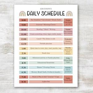 Kids Daily Schedule Template Printable, Homeschool Mom Daily Routine ...