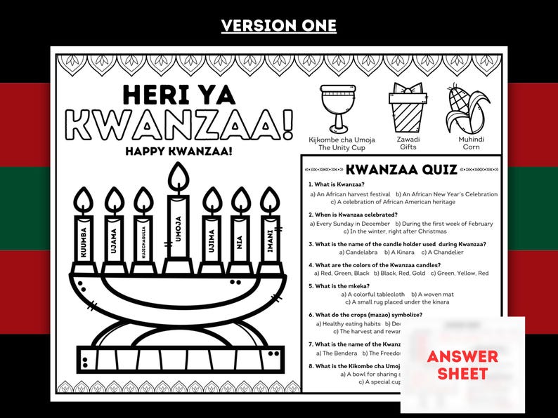 Kwanzaa Kids Coloring and Activities Pages, Printable Kwanzaa Kids ...