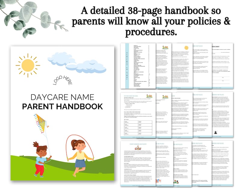 Editable Daycare Parent Handbook Template, Childcare Policy and ...