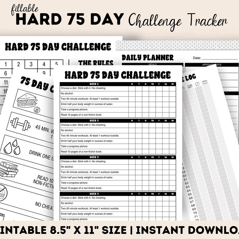 75 Hard Printable - Etsy