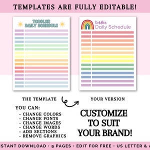 Daily Daycare Schedule, Editable Daycare Schedule Template, Toddler ...