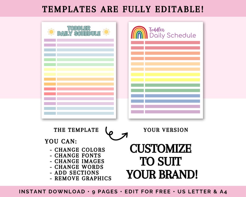 Daily Daycare Schedule, Editable Daycare Schedule Template, Toddler ...
