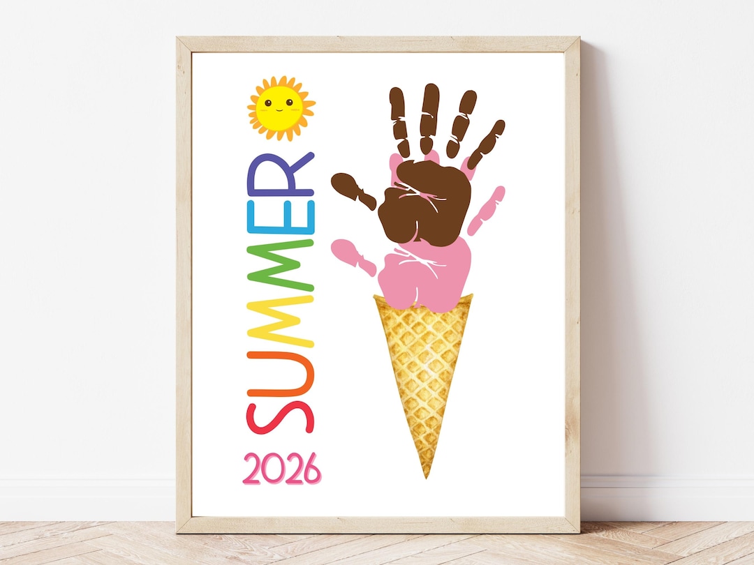 Ice Cream Cone Summer Handprint Craft, Summer Art Project for Kids ...