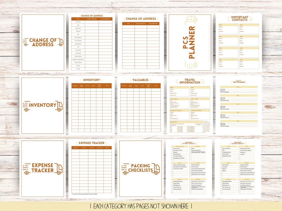 PCS Binder Printable PCS Checklist Moving Checklist, Moving Binder ...