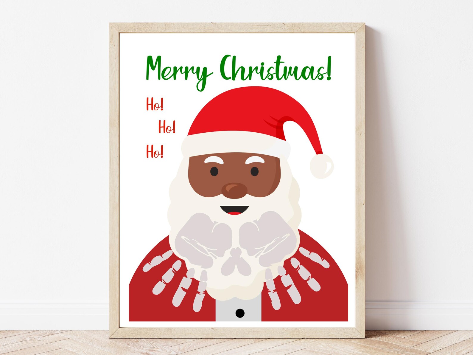 Black Santa Handprint Craft, Christmas Handprint Art, Christmas Crafts ...