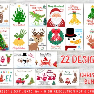 Christmas Handprint Footprint Art Craft Bundle, Holiday Handprint Art ...