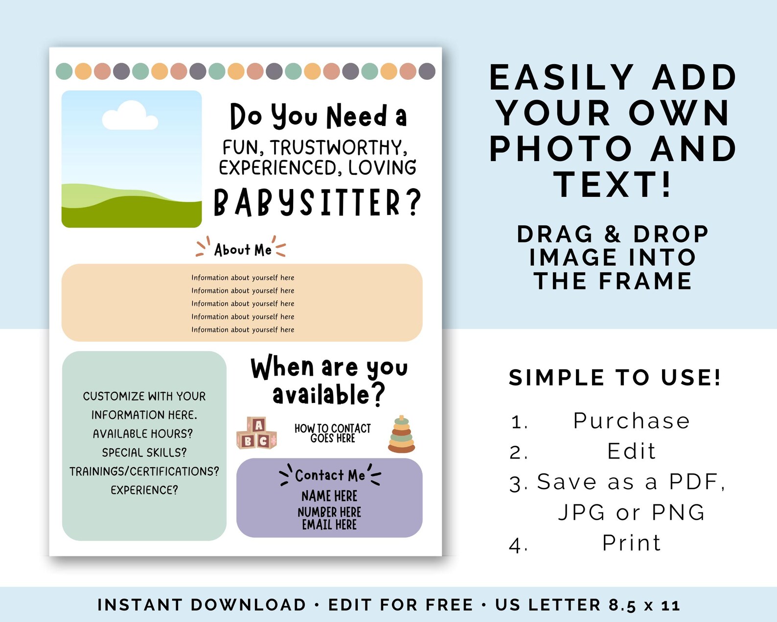 Editable Babysitting Flyer Template, in Home Daycare Flyer, Daycare ...