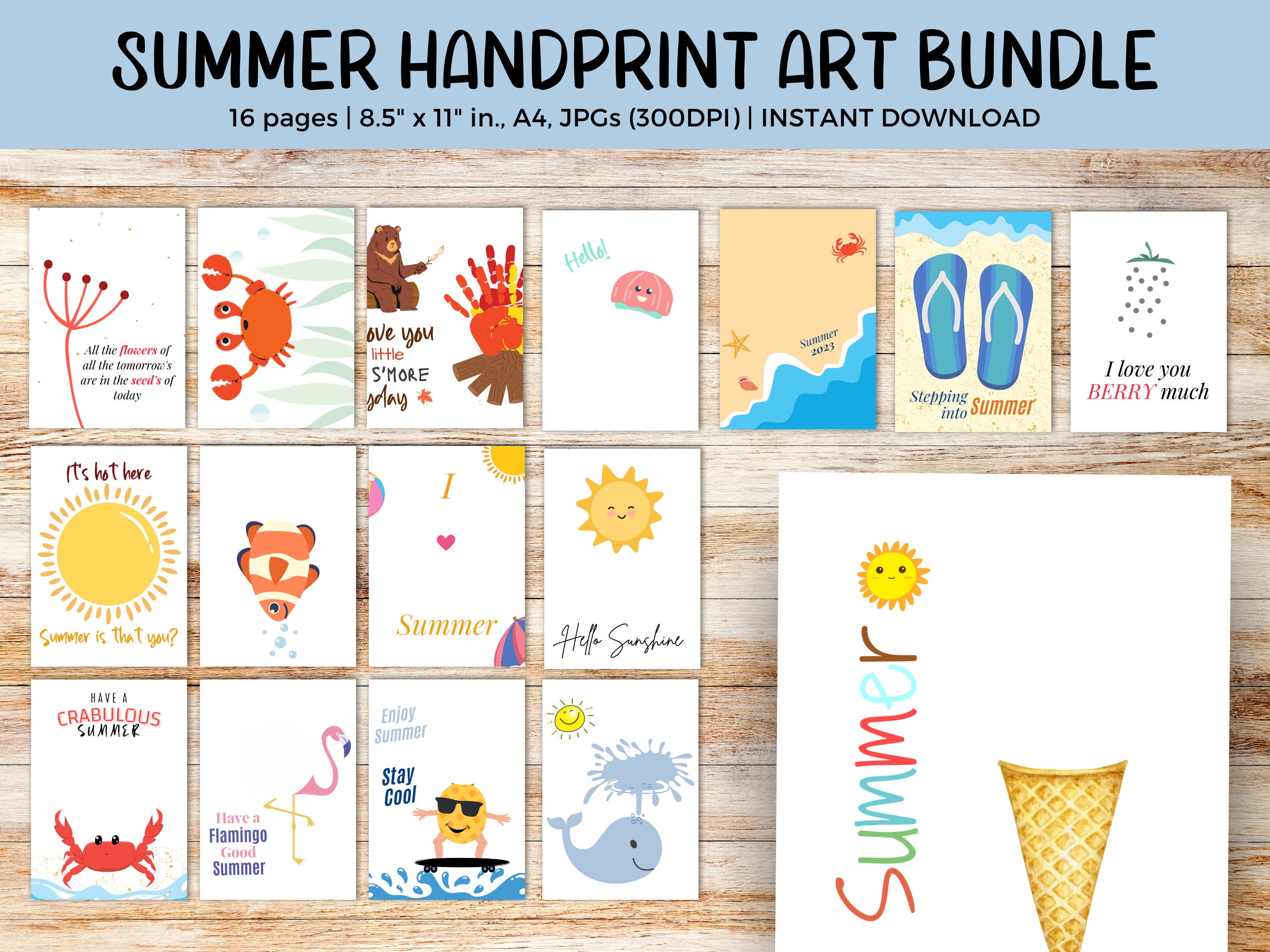 Summer Handprint Craft for Kids Printable Summer Art for Kids Handprint ...