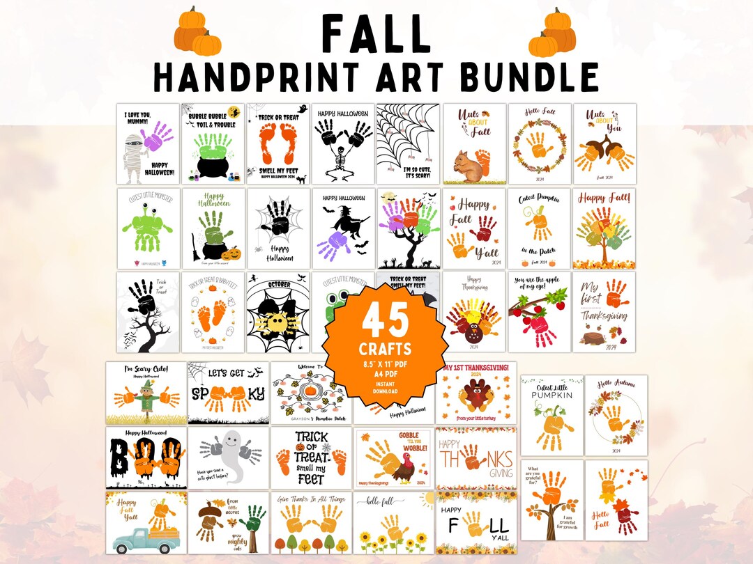 Halloween Handprint Art, Fall Handprint Craft for Kids, Autumn ...