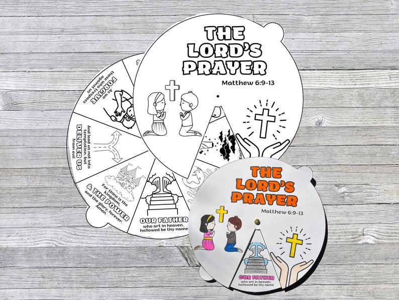 The Lord's Prayer Coloring Wheel Printable Bible Lesson Kids Crafts ...