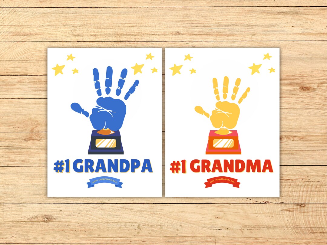 Grandparent Trophy Handprint Craft, Grandpa Handprint Art, Grandparents ...