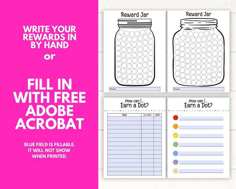 Printable Reward Jar, Kids Reward Chart, Motivational Goal Progress ...