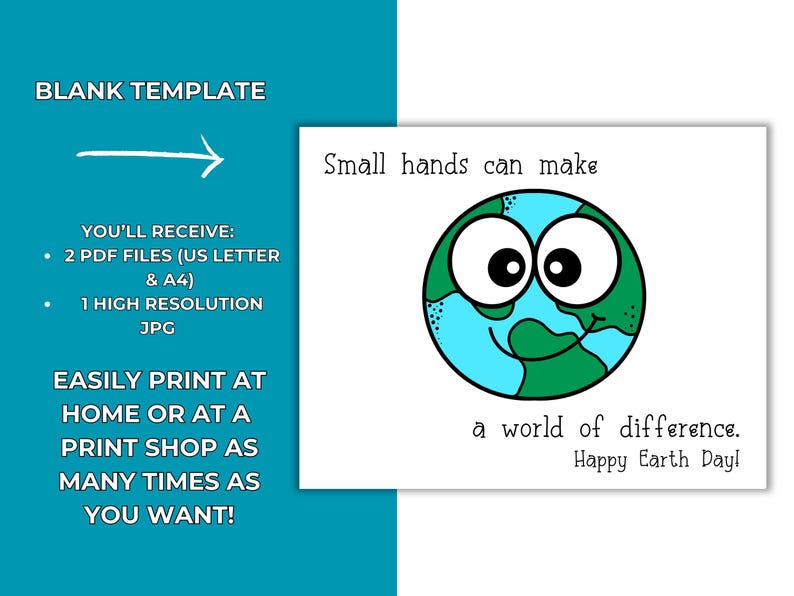 Earth Day Handprint Art, Printable Earth Day Craft, Earth Day ...
