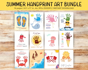 Bundle Summer Handprint Art, Summer Printable Craft for Kid, Summer ...