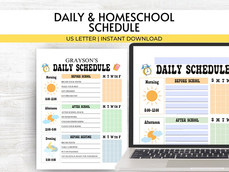 Home School Daily Routine Template Editable Homeschool - Etsy