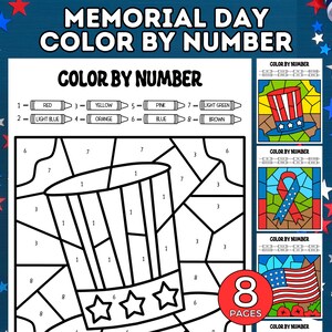 Memorial Day Color-by-number Coloring Page for Kids, Independence Day ...