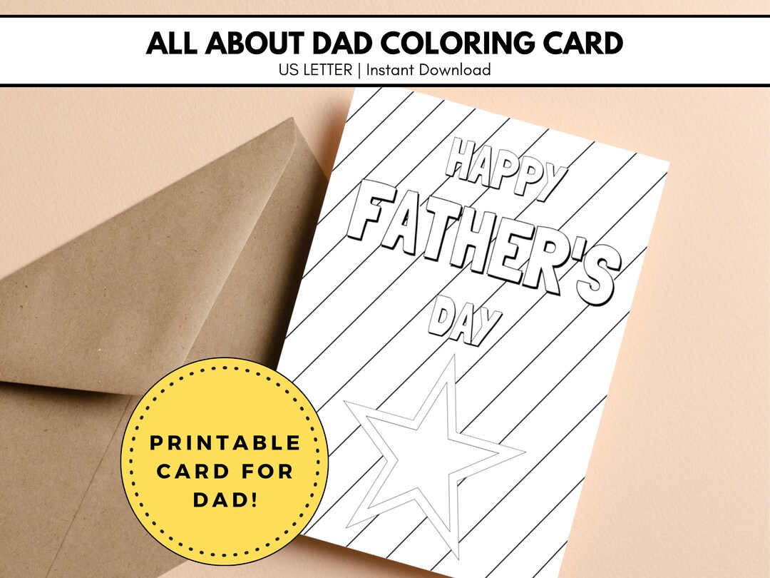 All About Dad Printable Coloring Card for Father's Day Crafts for Kids ...