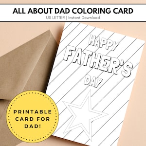All About Dad Printable Coloring Card for Father's Day Crafts for Kids ...
