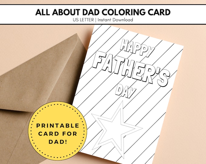 Happy Father's Day Printable Coloring Card + All About Dad Worksheet ...