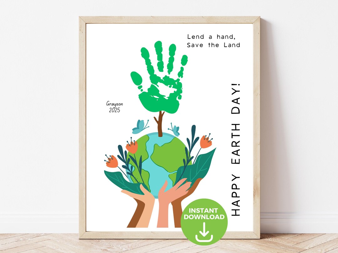 Earth Day Handprint Art, Printable Earth Day Craft, Earth Day ...