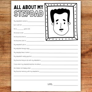 All About My Stepdad Questions, Printable Father Daddy Interview ...