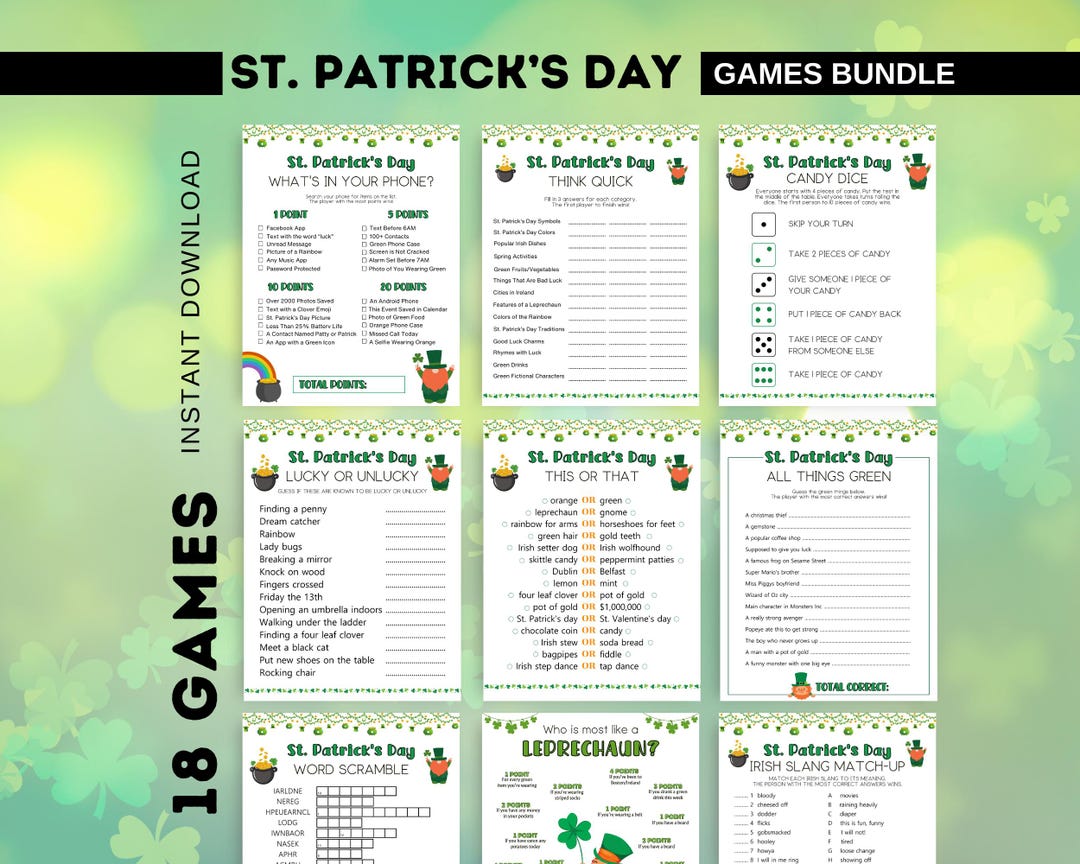 St Patricks Day Games, St Patricks Day Trivia Party Game, Adult Irish ...