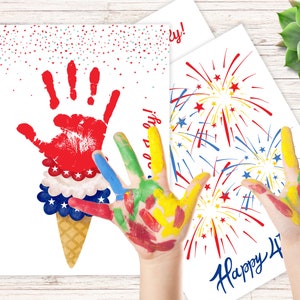 4th of July Handprint Art Craft, Firework Handprint Art for Toddler ...