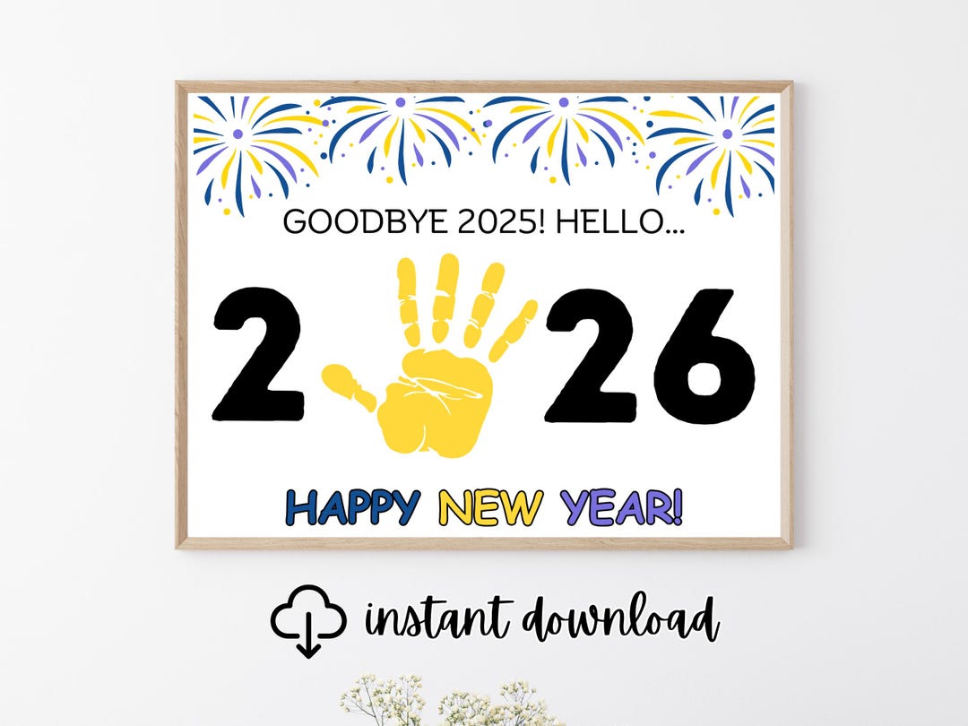 New Years 2026 Fireworks Handprint Art Craft, DIY Kids Craft, Memory ...