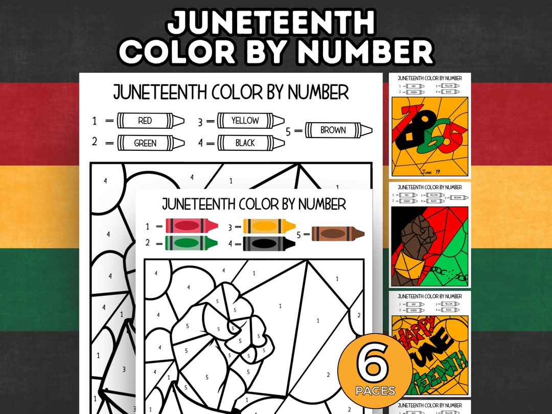 Juneteenth Color by Number Coloring Page for Kids, Juneteenth ...