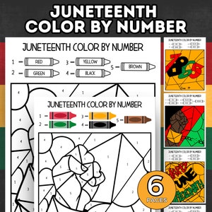 Juneteenth Color by Number Coloring Page for Kids, Juneteenth ...