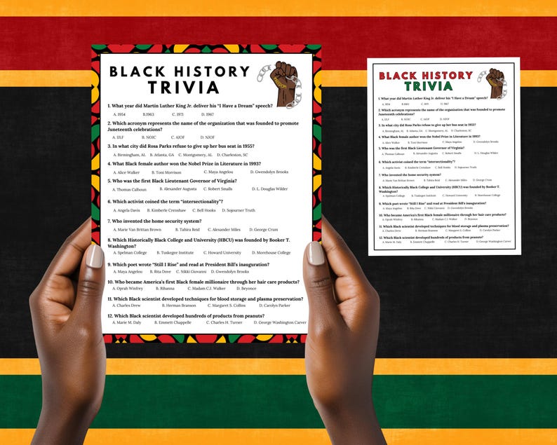 Black History Month Trivia, Printable Black History Month Games, Black ...